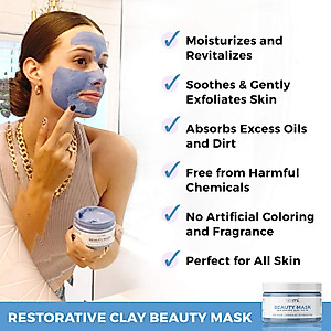 Teami Beauty Facial Mask - Moisturizing Face Mask Skin Care - Anti Acne & Blackhead Remover with Butterfly Pea Flower & Kaolin Clay - Deep Cleansing Face Mask for Oily, Dry, or Sensitive Skin