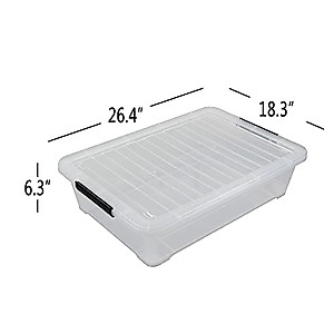 Tyminin Pack of 4 Stackable Plastic Containers with Durable Latching Lids, Under Bed Storage Containers, 40 Quart