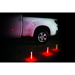 Life Gear - WM11-10446-RED LED Emergency Road Flares 3-Pack, Reusable Safety Glow Stick with Flasher & Magnetic Bases - Batteries Included Red