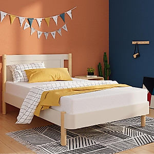 EGOHOME Full Mattress for Kids, 6 Inch Green Tea Gel Cooling Memory Foam Bunk Bed Mattress in a Box, Made in USA CertiPUR-US Certified, Medium Firm Trundle Mattress, White