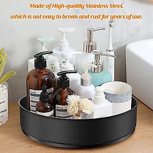 Lazy Susan Turntable Organizer, Landmore 2 Pack 10.2 Inch Stainless Steel Non Skid Turntable Spice Rack Spinning Organizer for Cabinet, Pantry, Countertop Black