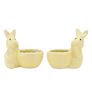 PRETYZOOM 2PCS Flowerpot Easter Planter pots Decorative Pot Ceramic Pot Ceramic Succulent Pot Easter Plant Pot Mini Planter Easter Bunny Figure Succulent Flower Pot Animal Ceramics Bracket