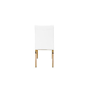 Best Quality Furniture Dining Chair Only (Set of 2), White, Gold