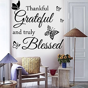 Wall Decal Quote Faith Vinyl Lettering Thankful Grateful and Truly Blessed Inspirational Quote Wall Decor Wall Stickers for Home Decor Living Room Kitchen Office Wall Decoration.