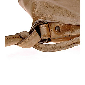 ZLYC Women Bohemian Dip Dye Leather Fringe Bag Pouch Tribal Tassel Cross Body Bag Purse, Khaki