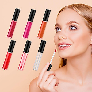 50 Pieces Empty Lip Gloss Containers Lip Gloss Tubes, Refillable Lip Balm Bottles Plastic Lipstick Tubes with Rubber Inserts Cosmetic Tools for Women DIY Makeup, 10 ml (Black)