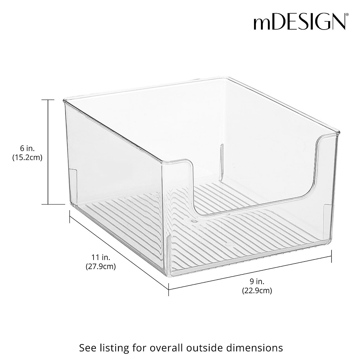 mDesign Modern Plastic Open Front Dip Storage Organizer Bin Basket for Bathroom Organization - Vanity Shelf, Cubby, Cabinet, and Closet Organizing Decor - Ligne Collection - 4 Pack - Clear