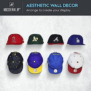 Modern JP Adhesive Hat Hooks for Wall (32-Pack) - Hat Rack for Baseball Caps, Minimalist Hat Display, Strong Hold Hat Hangers for Wall - U.S. Patent Pending, Clear