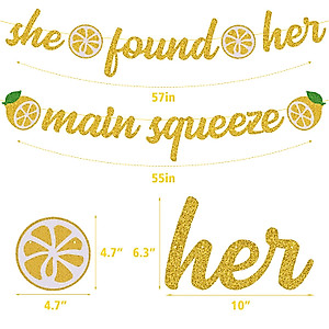 She Found Her Main Squeeze Bridal Shower Decorations for Lemon Citrus Lemonade Theme Bride to Be Bachelorette Wedding Engagement Final Fiesta Hen Party Supplies Gold Glitter Decor