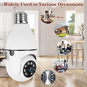 Wireless Light Bulb Camera 2.4GHz WiFi 360 Degree Socket Cameras for Home Security 1080p Smart Panoramic Cam Home Surveillance Camera System with Night Vision Motion Detection and Alarm