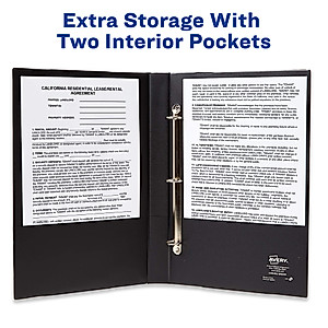 Avery Legal-Size Durable 3 Ring Binders, 1" Round Rings, Holds 8.5" x 14" Paper, Black, 2 Pack (17709)