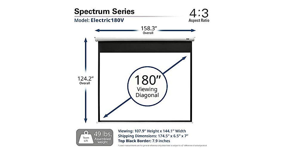 Elite Screens Spectrum 180-inch Motorized Projector Screen 4K/8K Ready