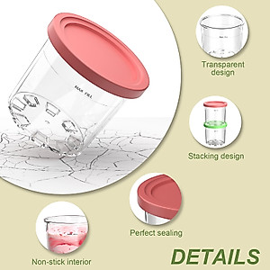 Containers Replacement for Ninja Creami Deluxe Pints and Lids - 4 Pack,16oz Creamy Ice Cream Cups Jars Canisters Set Compatible with NC299AMZ & NC300s Series Ice Cream Maker-Airtight Dishwasher Safe