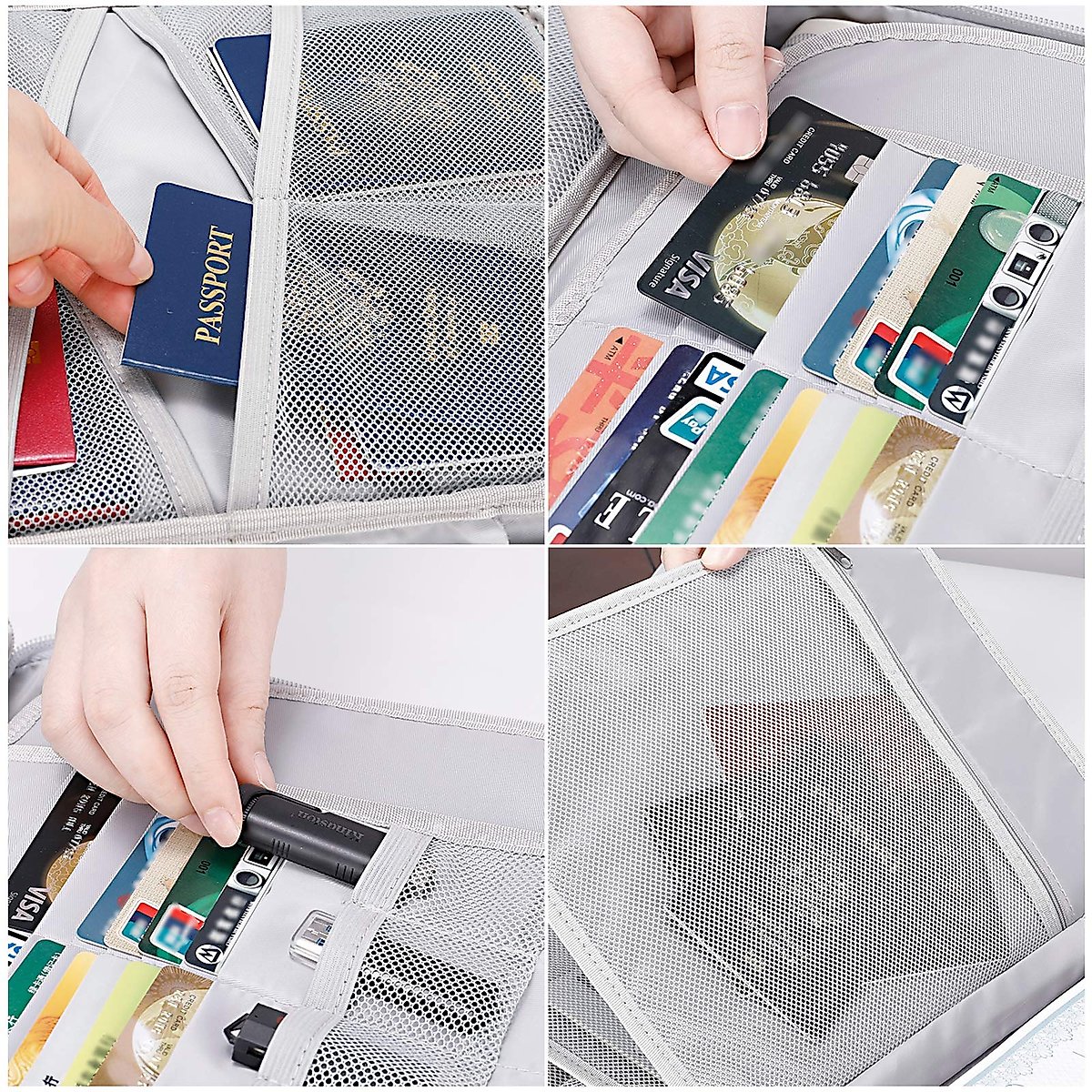 ENGPOW Fireproof & Water-Resistant Document Storage Bag 4-Layer Large Space,15" x 11" x 8" File Organizer Case with Lock,Document Safe Filing Organizer for Home Office Travel,Silver