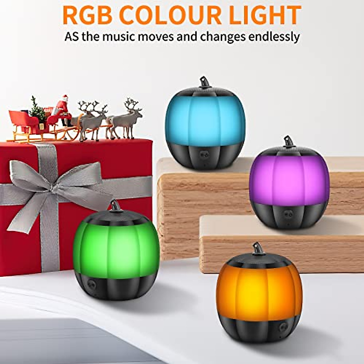 LFS Portable Bluetooth Speakers with Lights Mini Wireless Speaker, 7 Color Lights, 12H Playtime, TWS Pairing, IPX5 Waterproof, Night Light Small Speaker for Home, Outdoor, Christmas