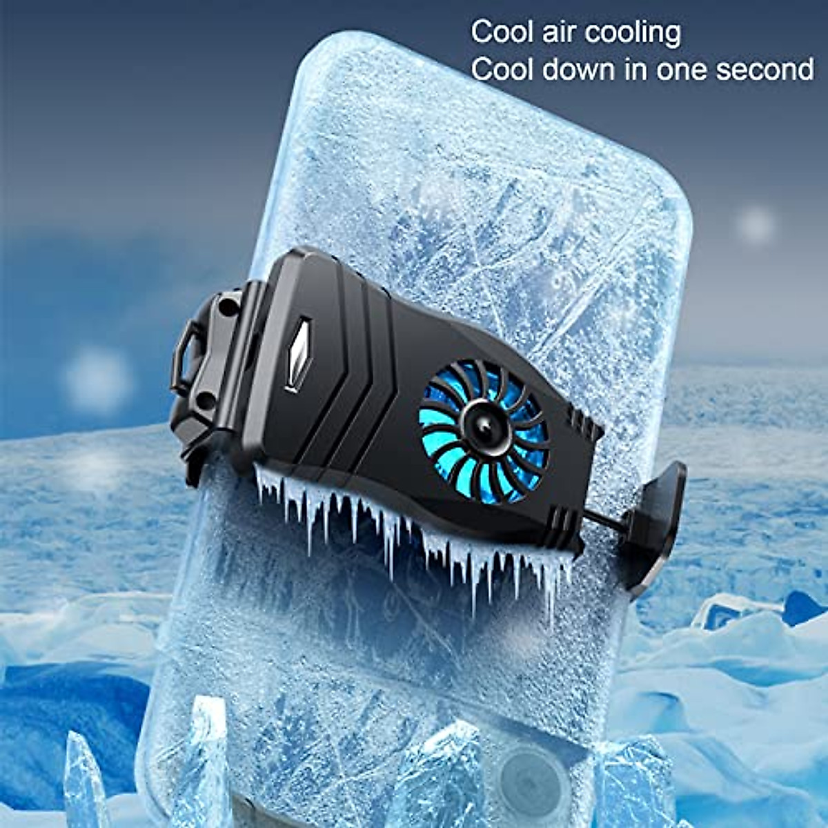 Cell Phone Cooler Mobile Game Controller PUBG Game Controller Trigger Grip Cellphone Radiators, 2Gear Positions Fan and 4 Button Pulse Gears for 6.5 to 9.5mm Thickness Mobile Phone