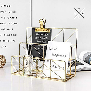 Magazine Rack Wall Wrought Iron Bookshelf Gold Shelf Living Room Creative Home Wall Magazine Storage Rack Best Gift (Color : Gold, Size : 251220cm)