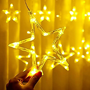 Star Curtain Lights - 150 LED 12 Stars Window Curtain String Lights with 8 Lighting Modes, Twinkle Fairy String Lights for Indoor Home Bedroom Garden Patio Porch Party Wedding Xmas Decor