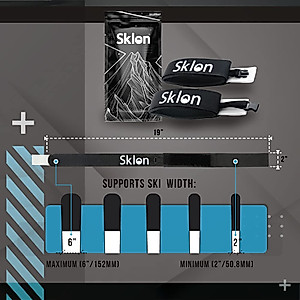 Sklon Ski Strap Fasteners - Rubber 2 Pack Carrier - Securely Transport Your Skis - Ski Accessories Great for Carrying Ski Gear - Men, Women and Kids