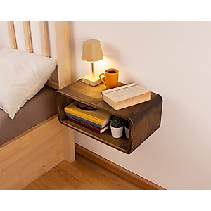 WOODCHES Floating Nightstand Wooden, Bedside Table, Nightstand Shelf, Handmade, Wall Mounted Bedside Shelf, Minimalist and Unique Style (Vancouver)
