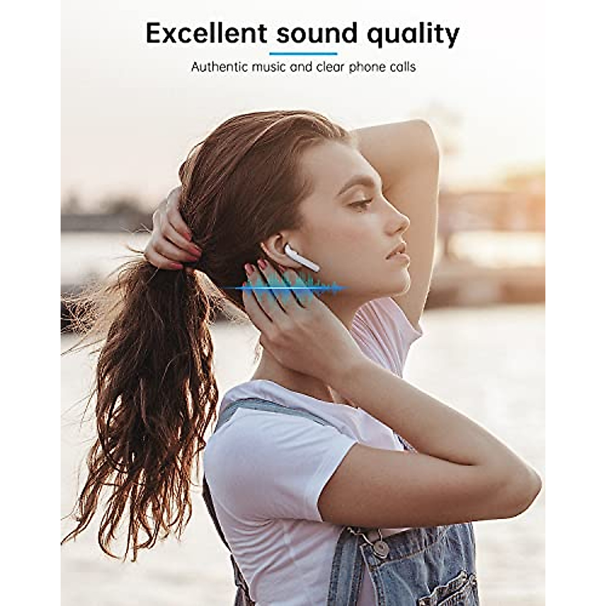 GPED Wireless Earbuds, Bluetooth 5.0 Earbuds Noise Cancelling Wireless Headphones 35H Cycle Playtime Hi-Fi APT-X CVC8.0 Sweatproof Earphones with mic, in-Ear Headset for iPhone Android (White)