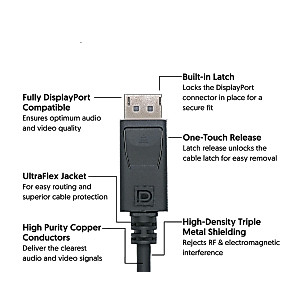 Accell mDP to DP 1.4 - VESA-Certified Mini DisplayPort to DisplayPort 1.4 Cable - 7 Feet, Hbr3, 8K @60Hz, 4K UHD @240Hz