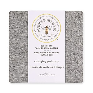Burt's Bees Baby - Changing Pad Cover, 100% Organic Jersey Cotton Changing Pad Liner for Standard 16 x 32 Inch Changing Mats