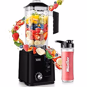 Mueller DuraBlend, 10-Speed 3.0hp Professional Series Blender - Pulse Mode and Ice Crushing Powerful Motor, Smoothie Blender, 74 Oz, 6 Stainless Steel Blades, Blend, Chop, Grind, with Smoothie Bottle