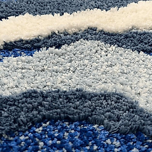 ZYLG Wave Shape Furry Bedroom Rug, Fluffy Area Rug, Bathroom Rugs, Children's Room, Bathroom Mats,Bath Mats(31.5 x 19.7 in)