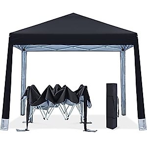 MASTERCANOPY 10x10 Pop-up Canopy Tent Outdoor Beach Canopy with 4 Foot Pockets(Black)