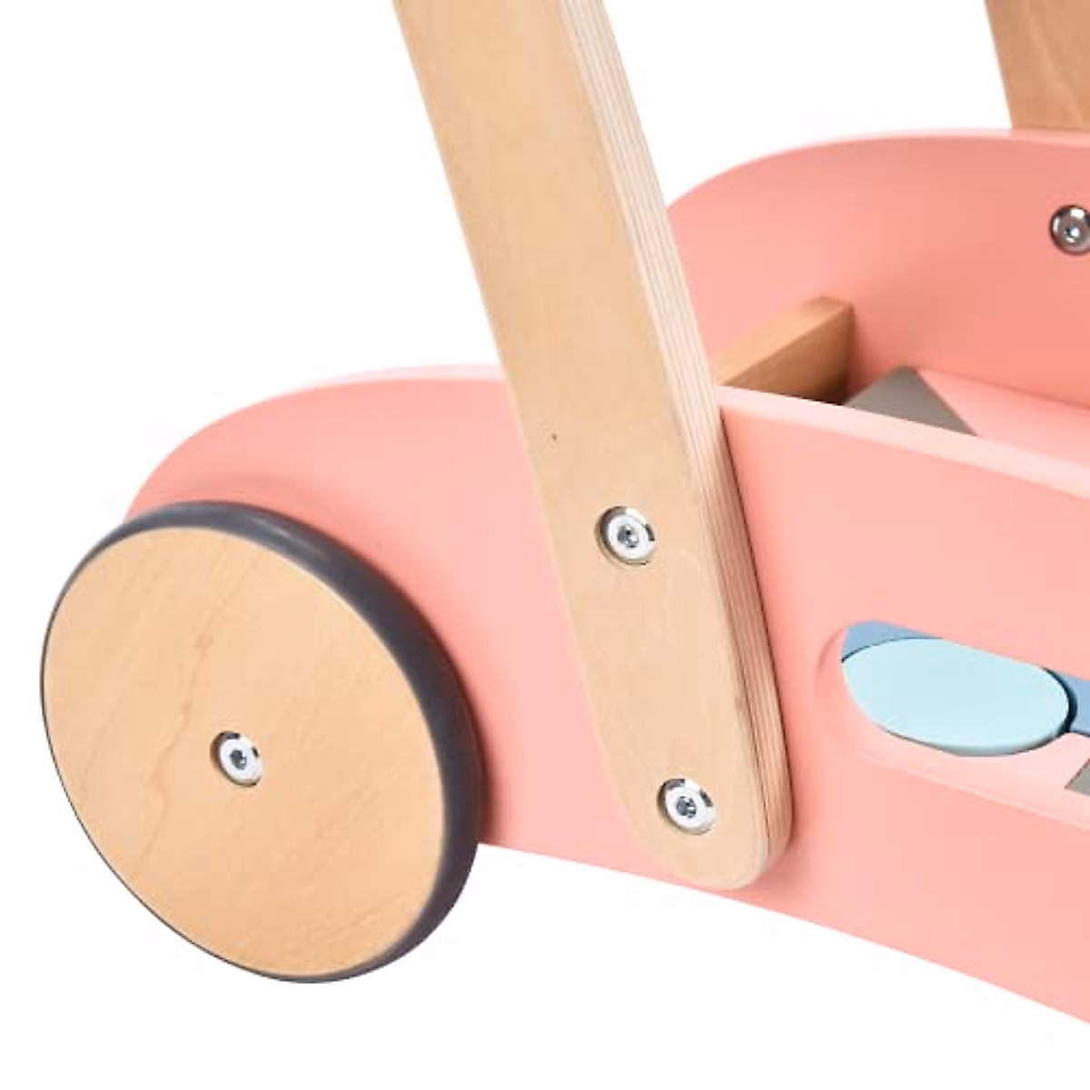 Childlike Behavior Premium Wooden Baby Walker - Baby Push Walker with Wheels - Walker for Baby Boy & Girls - Push Toy with Building Blocks for Babies, Toddler Kids - Car Cart Learning Step Walking