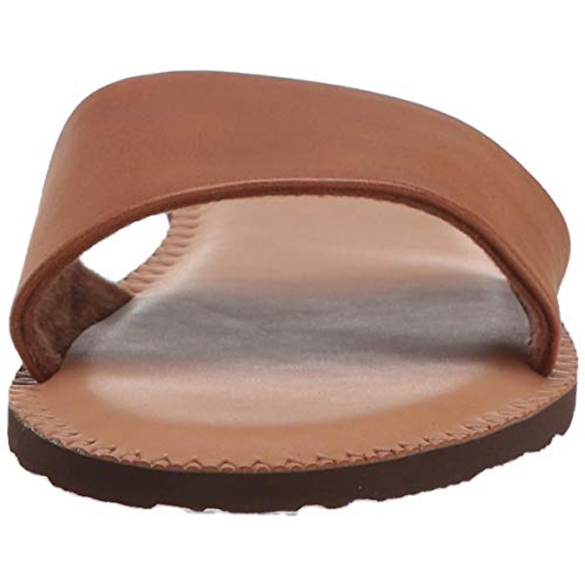 Volcom Women's Simple Synthetic Leather Strap Slide Sandal, Tan, 5 B US