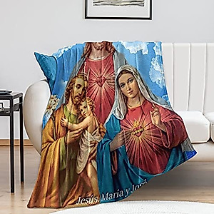 Virgin Mary Jesus Our Lady of Guadalupe Christmas Nativity Cross Festivals Blanket Flannel Fleece Soft and Warm Comfortable for Sofa Bedroom Winter Office and Tourist Camping 60x50 Inch