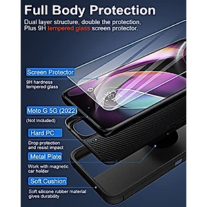 Dahkoiz Motorola Moto G 5G(2022) Case, with Tempered Glass Screen Protector, Dust-Proof Port Cover, Full Body Protection Silicone Rubber Phone Case for Moto G 5G(2022), Black