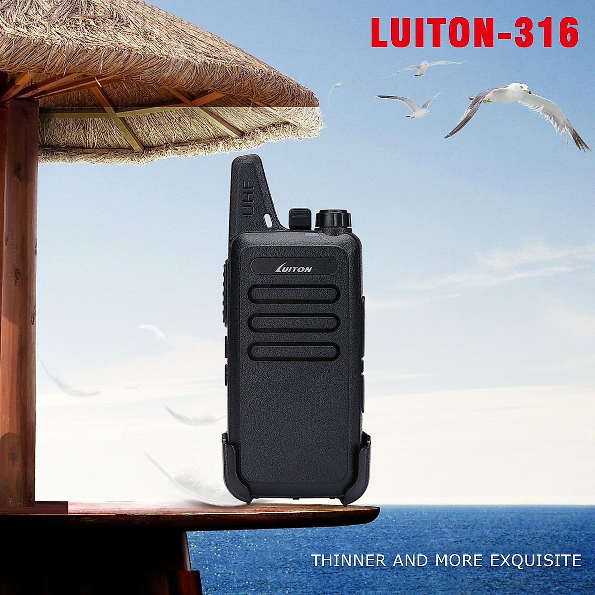 Walkie Talkies LT-316 GMRS Outdoor Camping Hiking Hunting Uhf Mini Walkie Talkies 3 Watts Output 5-10 Miles Range Micro USB Charging Amateur Two Way Radio (Pair) (Black)