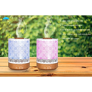 BlueHills 2500 ML Humidifier with Essential Oil Diffuser Combo Aroma Home Décor Design for Large Bed Bath Kids Baby Living Rooms Big Capacity LED Lights Scent Ultrasonic Cool Mist Wood Grain F006