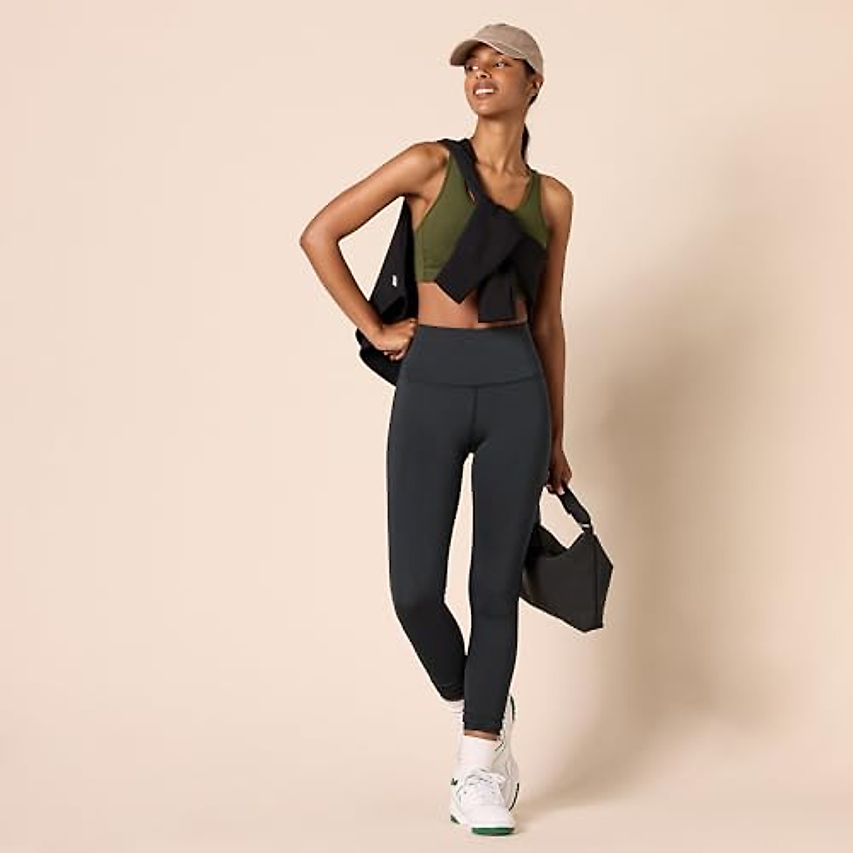 Amazon Essentials Workout Leggings for Women, High-Rise Active Sculpt Athleisure, Available in Plus Size, Black, Large