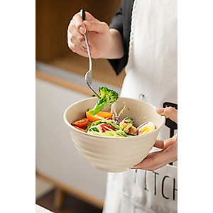 GREFREZE 30 Fluid OZ cereal bowl set,multi used for soup,salad,or rice,wheat straw fiber bowl,light weight&chip resistant,Dishwasher&Microwave safe,set of 4 (Beige)