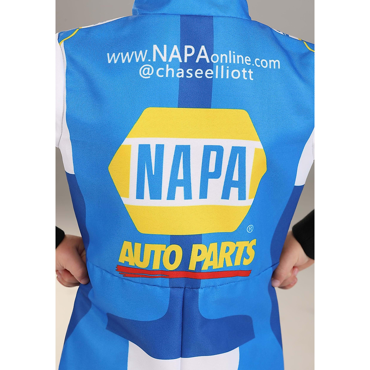 Fun Costumes NASCAR Kids Chase Elliott Suit Boys, Blue Race Car Driver Halloween Costume Large