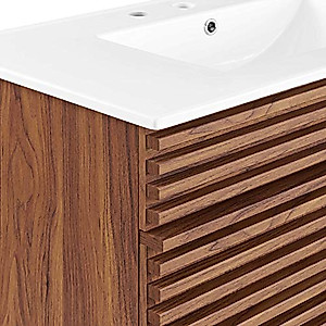 Modway Render 36" Bathroom Vanity in Walnut White