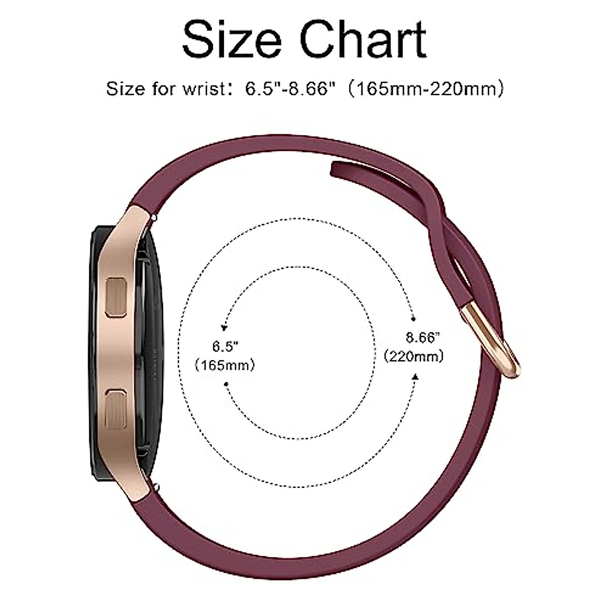 Vancle Bands Compatible with Samsung Galaxy Watch 4 / Galaxy Watch 5 Band 40mm 44mm, Galaxy Watch 4 Classic Bands 42mm 46mm, Galaxy Watch 5 Pro 45mm, 20mm Soft Silicone Sport Strap for Women Men (Wine