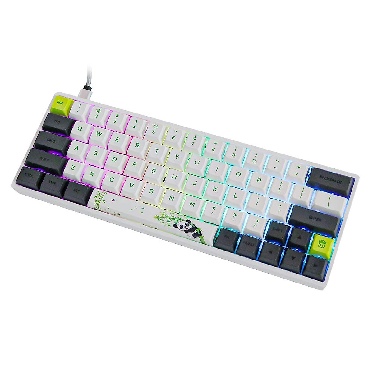 EPOMAKER SK64S Hot Swappable Bluetooth 5.1 Wireless/Wired Mechanical Keyboard with RGB Backlit, PBT Keycaps for Win/Mac/Gaming (Gateron Optical Yellow, Panda)