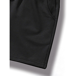 GORGLITTER Men's Cartoon Graphic Running Workout Shorts Drawstring Waist Track Shorts with Pockets Black Cartoon Medium