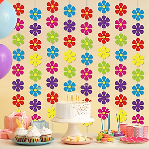 12 Packs Flower Paper Garland kit Decorations Spring Flower Paper Cutouts 60's Hippie Party Banners Groovy Hippie Hanging Swirl Peace and Love for Birthday Party Baby Shower Home Favor Supplies