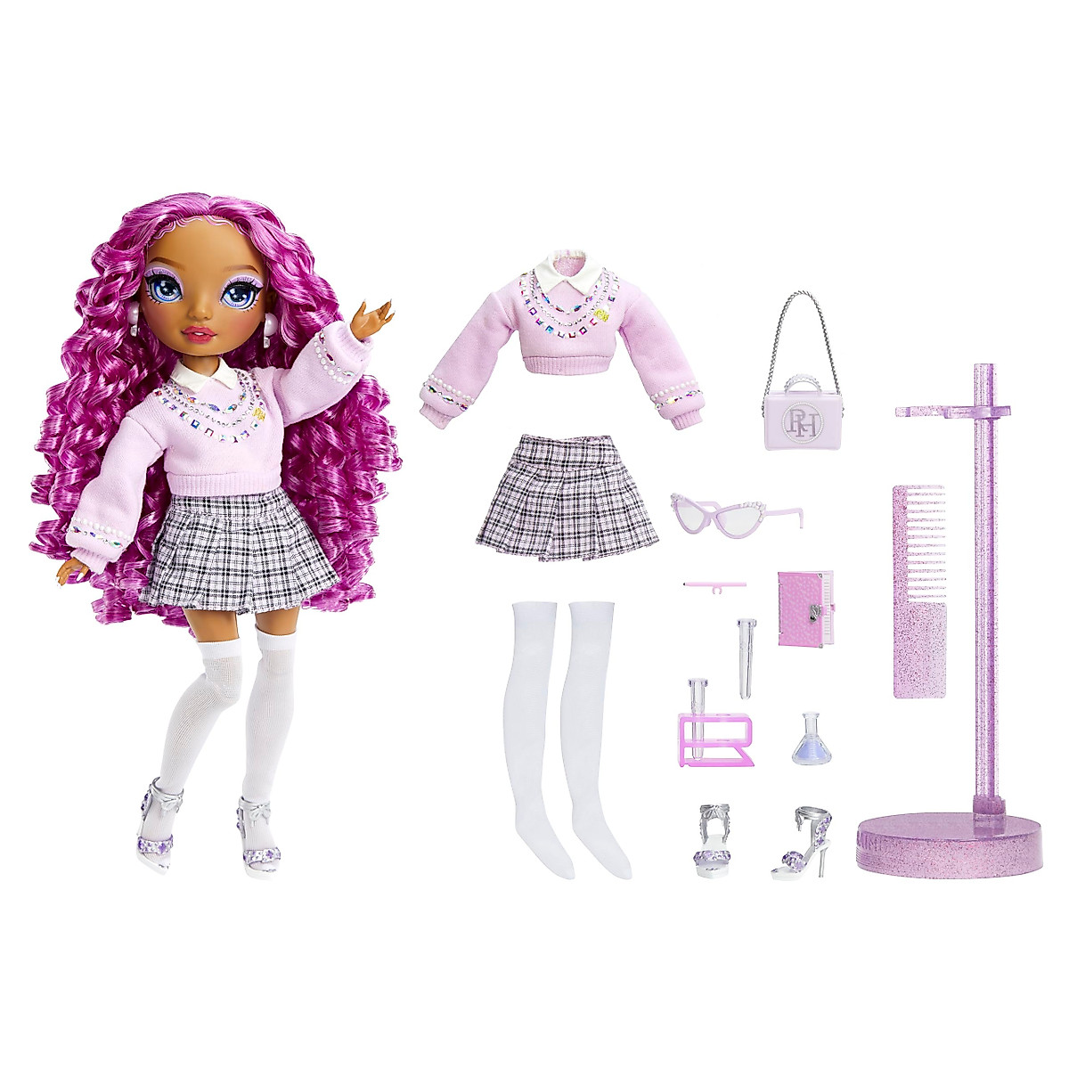 Rainbow High Lilac - Purple Fashion Doll in Fashionable Outfit, Glasses & 10+ Colorful Play Accessories. Gift for Kids 4-12 and Collectors.