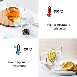 JPPSUJJ Glass Tea Cup with Infuser and Lid, Steeping Mug with Removable Strainer and Lid for Loose Leaf Tea, Borosilicate Glass Mug for Blooming Tea (Clear, 17.6 oz Capacity)