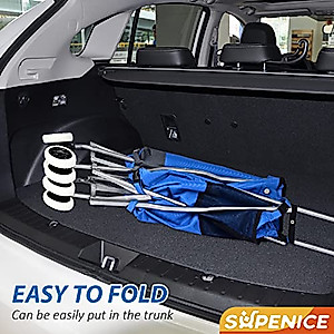 Supenice Folding Grocery Shopping Cart Rolling Utility Cart with 360° Double Front Swivel Wheels Waterproof Removable Canvas Bag with Cover for Laundry Grocery, Shopping, Baggage, Picnic (Blue)