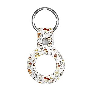 Waterproof Airtag Keychain&Leather Air Tag Holder,Mushrooms and Butterflies Protective Tracker Case with Loop Key Ring for Airtags,Airtag Cover for Wallet,Luggage,Cat,Dog,Pets