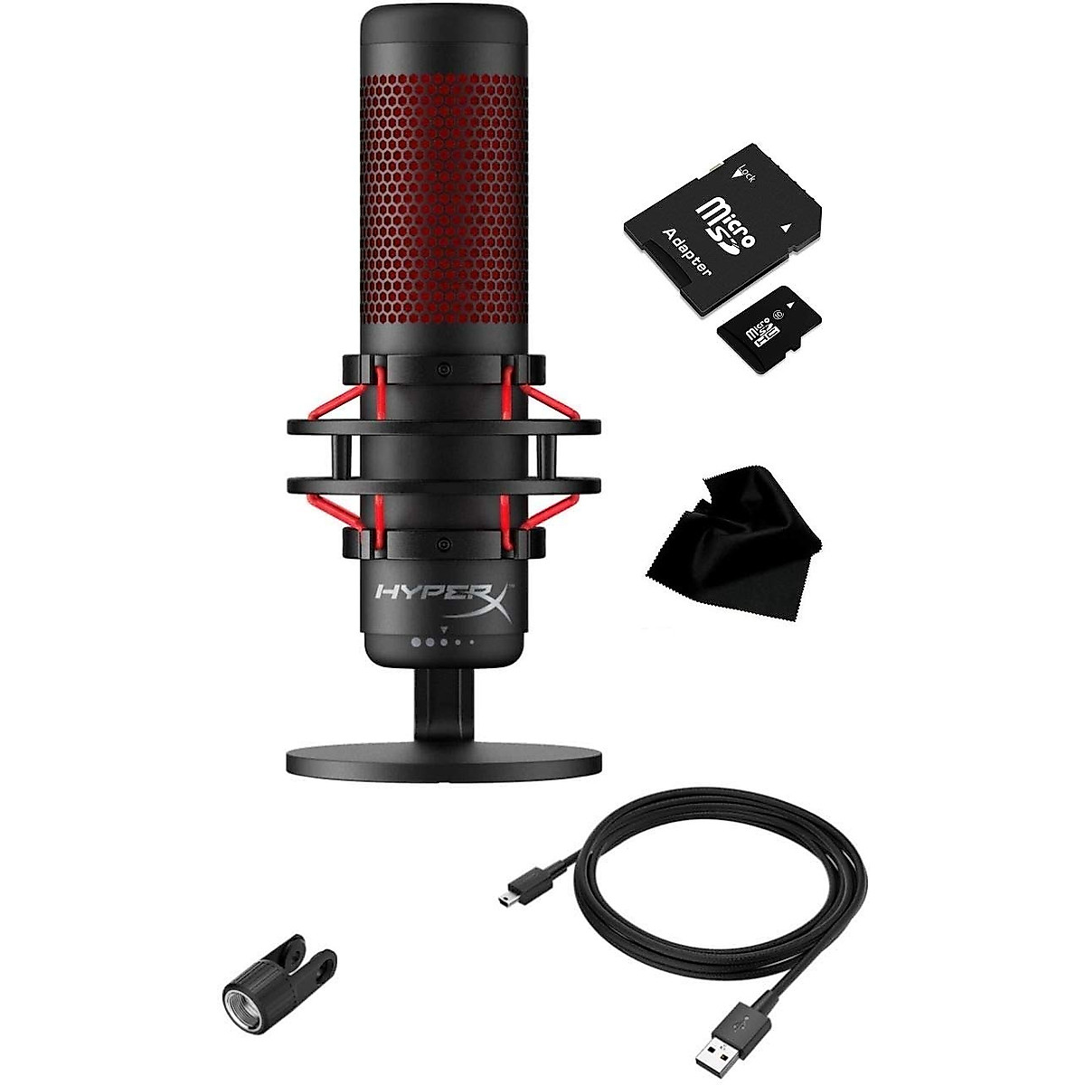 Newest HyperX - QuadCast USB Multi-Pattern Electret Condenser Microphone | 2020 Edition | for PS4, PC and Mac | Pop Filter | Anti-Vibration Shock Mount | | Red - Black | with KWALICABLE Bundle