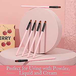 Patelai 48 Pcs Flat Makeup Brushes Flat Lip Concealer Brushes Small Portable Eyebrow Brush Concealer Makeup Brush Synthetic Lip Brush Beauty Makeup Tool for Concealing Blending Setting Buffing(Pink)